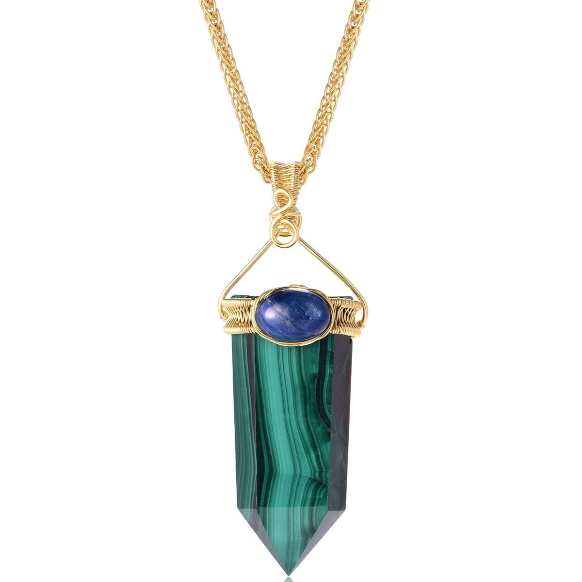 Crystal Pendant | Malachite Obelisk Sword Pendant – Natural Treasure