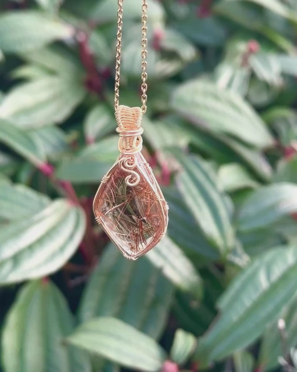 Crystal Pendant | rhombus red rutilated quartz pendant – Natural Treasure